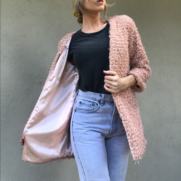 Urban Outfitters | Jackets & Coats | Quarter Length Blush Pink Shag ...